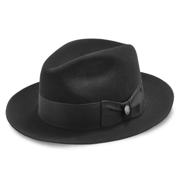 Mens Stetson Temple Fur Felt Fedora Hat, feather, black – Fashionable Hats