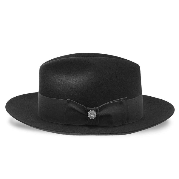 Mens Stetson Temple Fur Felt Fedora Hat, feather, black – Fashionable Hats