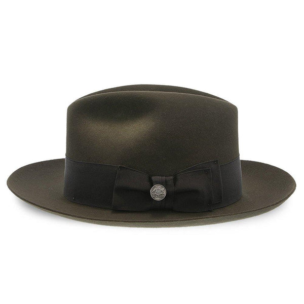 Mens Stetson Temple Fur Felt Fedora Hat, feather, black