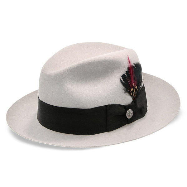 Mens Stetson Temple Fur Felt Fedora Hat, feather, black – Fashionable Hats