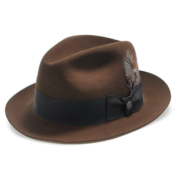 Mens Stetson Temple Fur Felt Fedora Hat, feather, black – Fashionable Hats